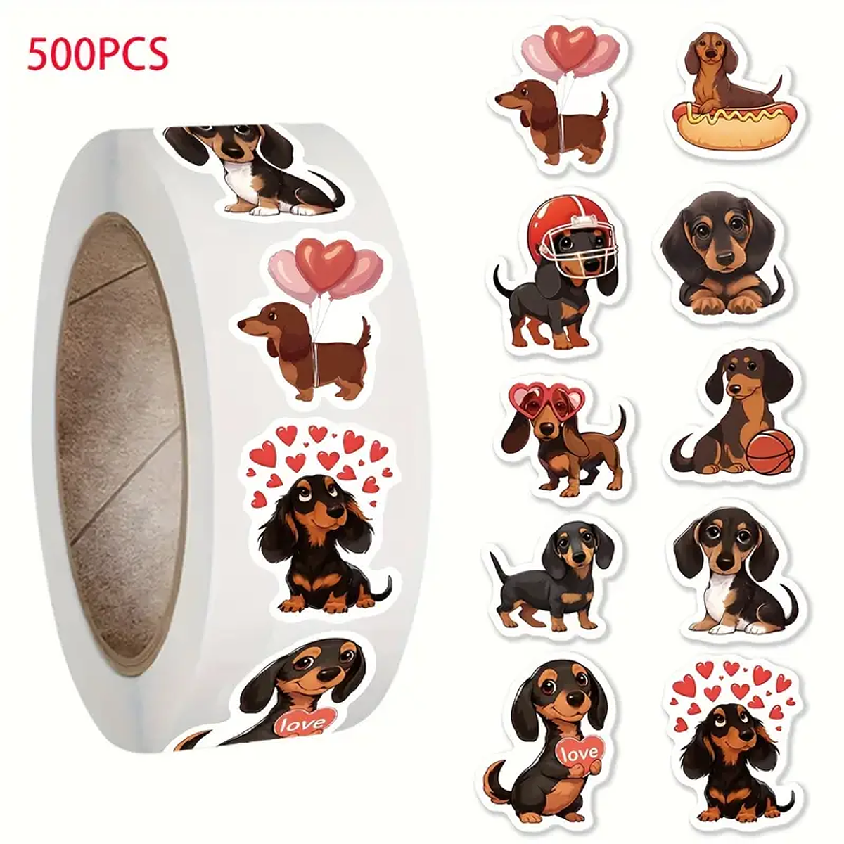Rollo 500 stickers Diseños Dachshund