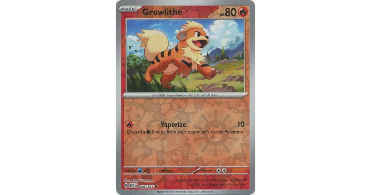 Growlithe - 058/165 - Common Reverse Holo