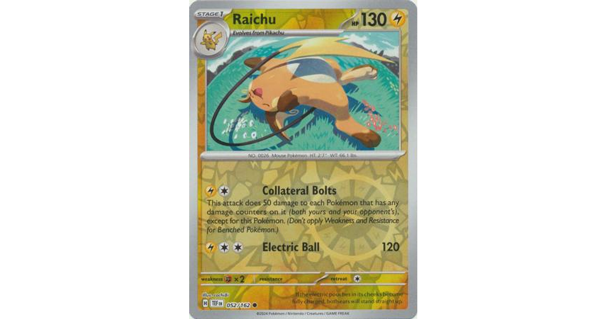Raichu - 052/162 - Common Reverse Holo