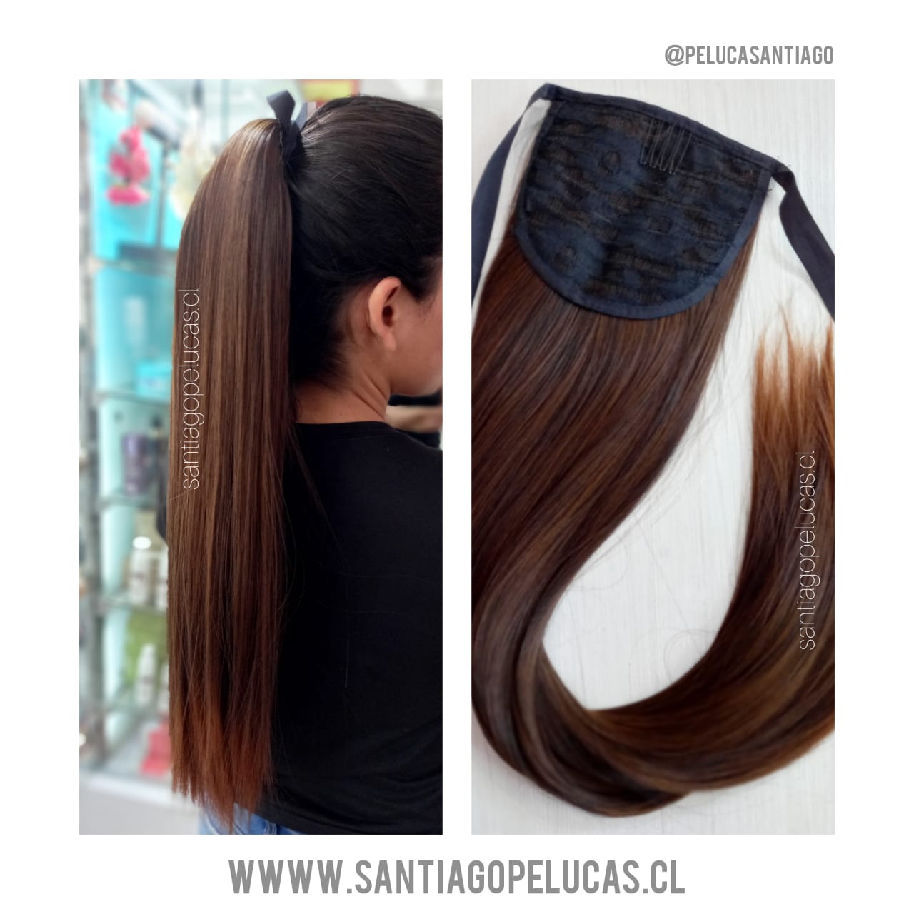 POSTIZO DE COLA CON CINTA LISO CHOCOLATE MATIZADO