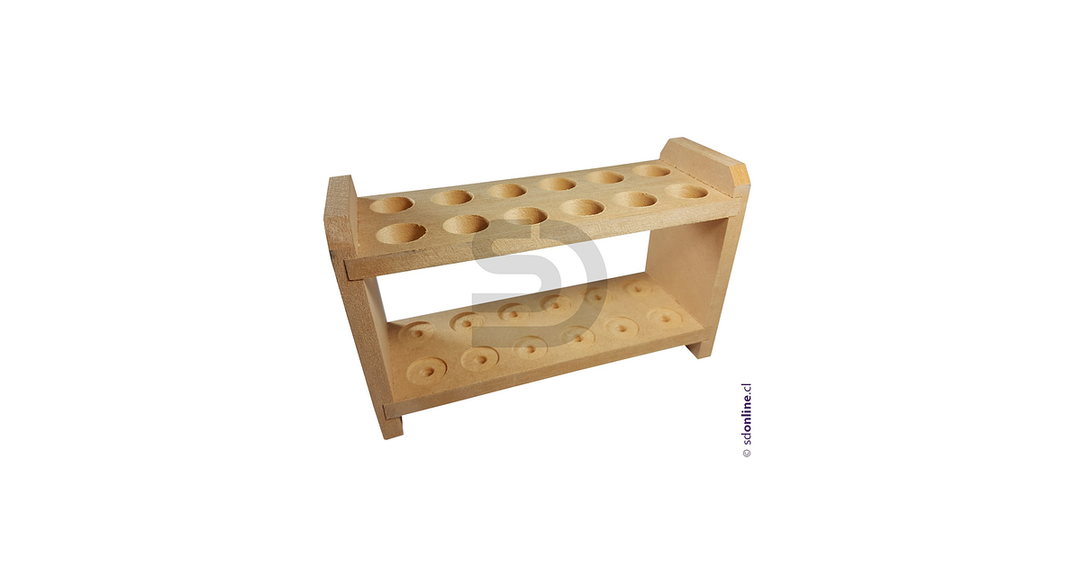 Gradilla Madera 12 Porta Tubos 18Mm