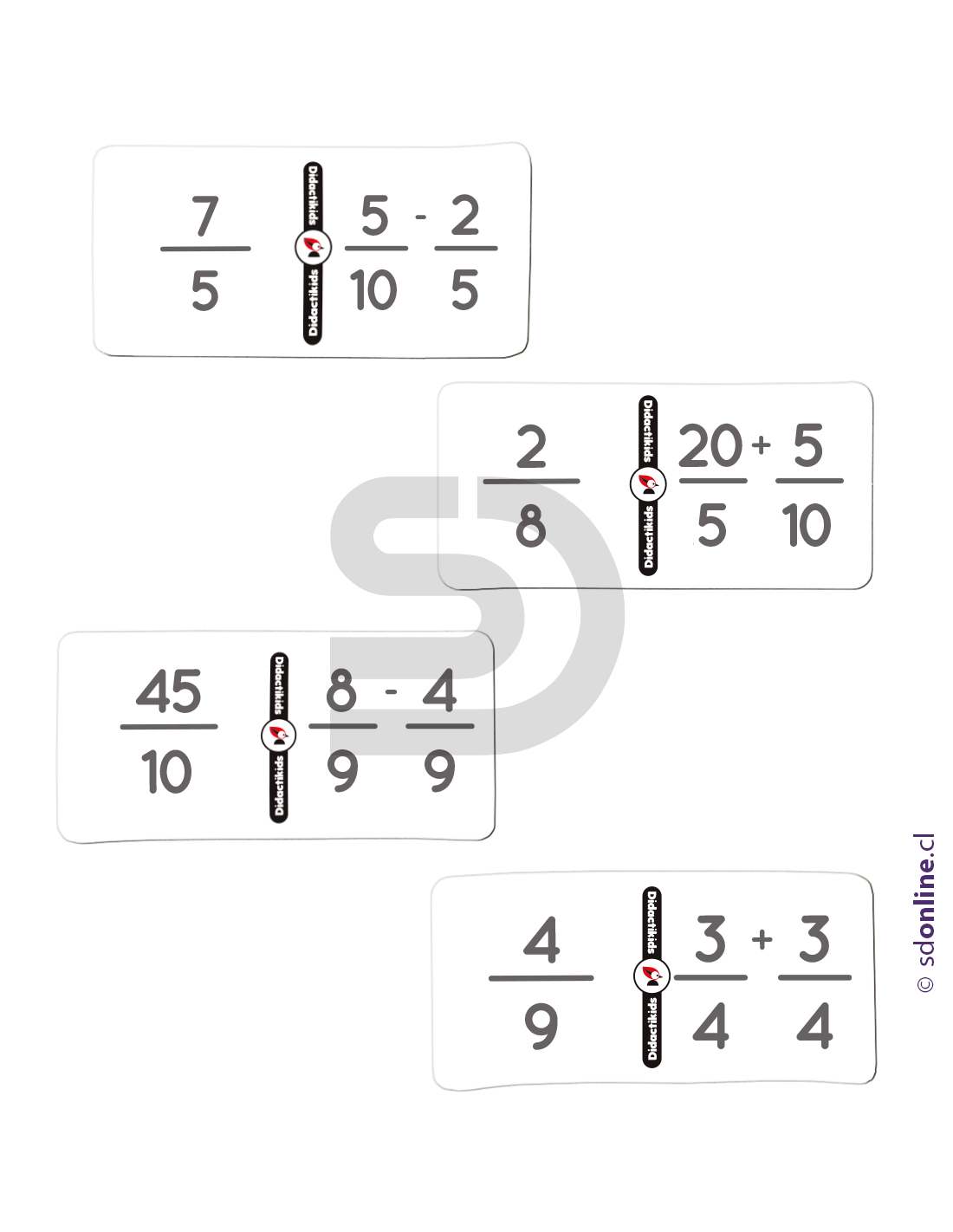 Dominó Suma Y Resta De Fracciones Eco