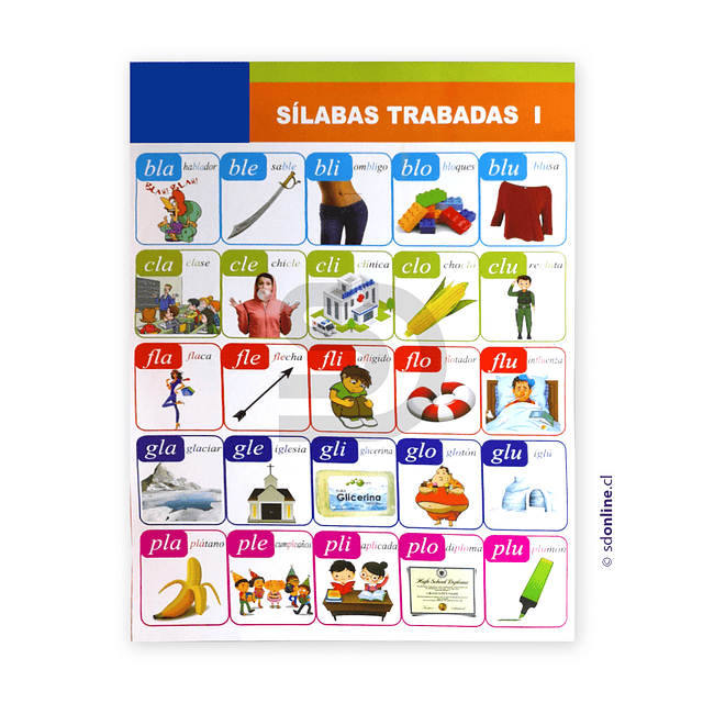 Lámina de sílabas trabadas l