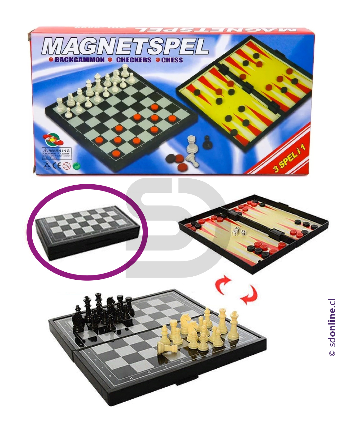 Ajedrez magnético 3 en 1