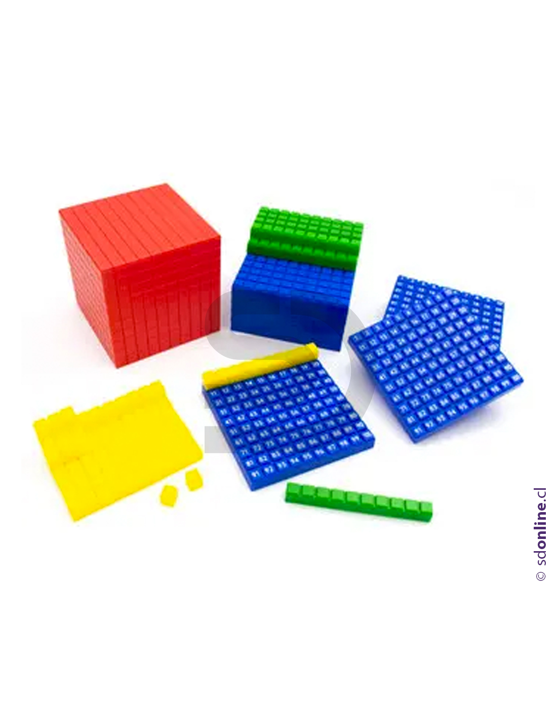 Bloques base 10 color 121 pzas