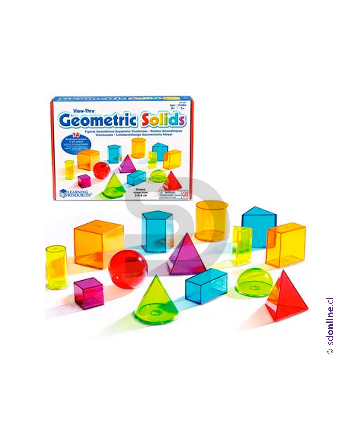 Cuerpos geométricos 14 pzas 3D translucidos