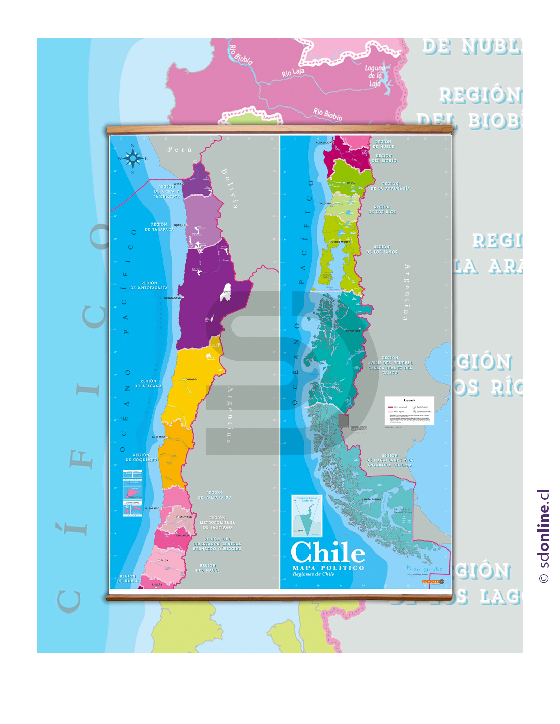 Mapa Gigante Politico De Chile