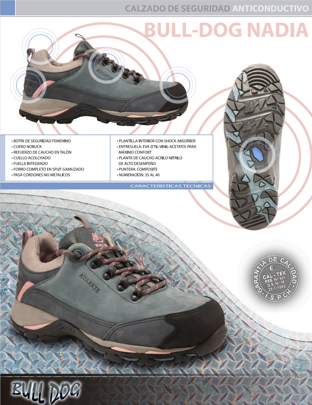 ZAPATILLA DE DAMA SEGURIDAD NADIA BULL DOG