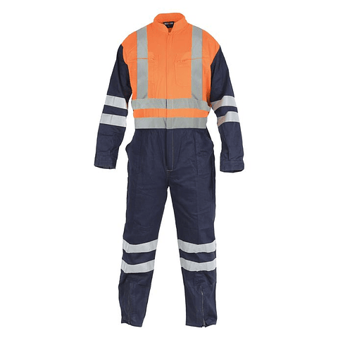 Overol Buzo Canvas 360° Bicolor Azul / Salmon