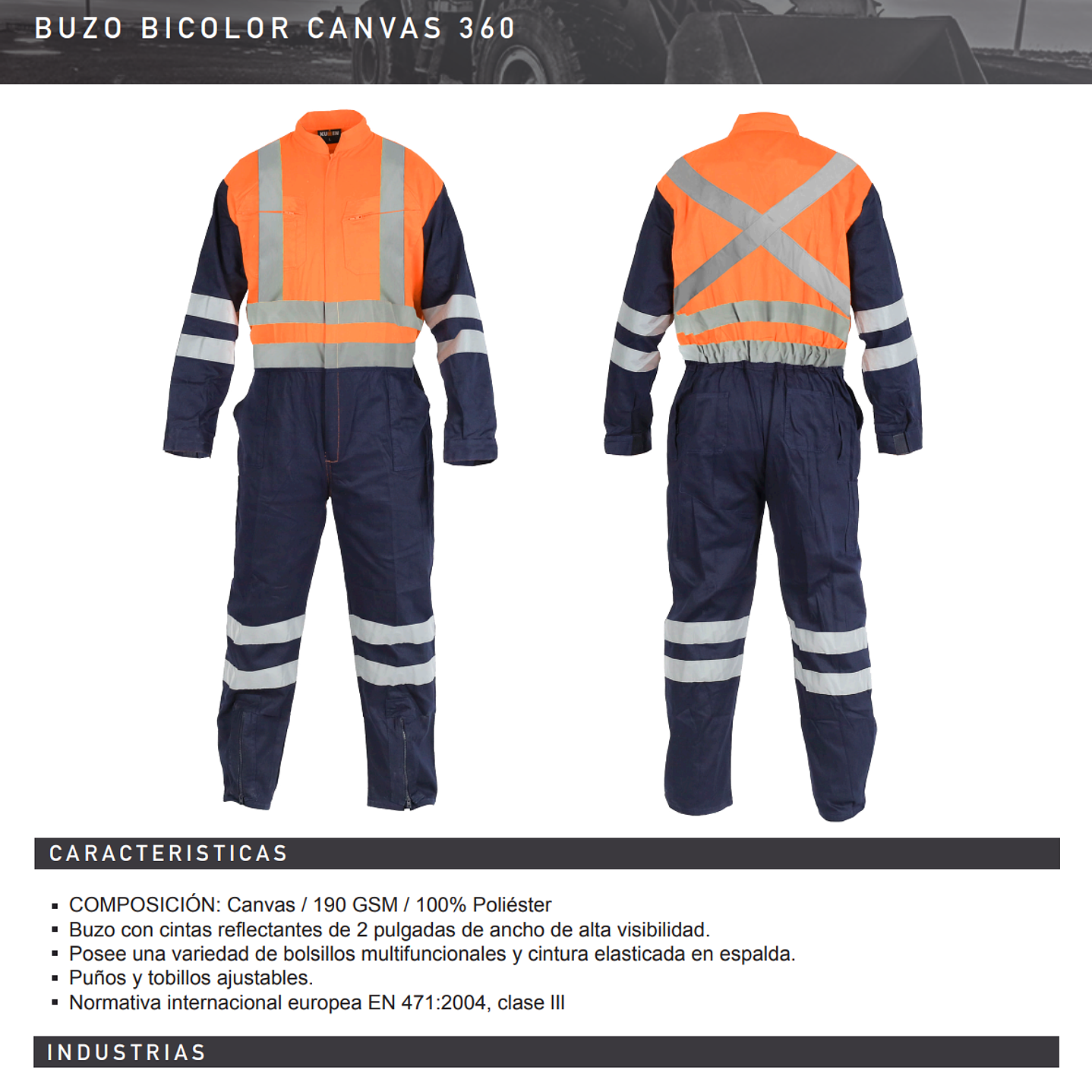 Overol Buzo Canvas 360° Bicolor Azul / Salmon