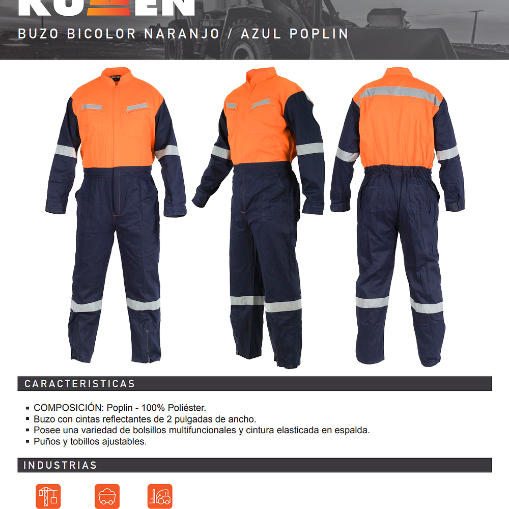 Overol Buzo Poplin Bicolor Amarillo / Azul