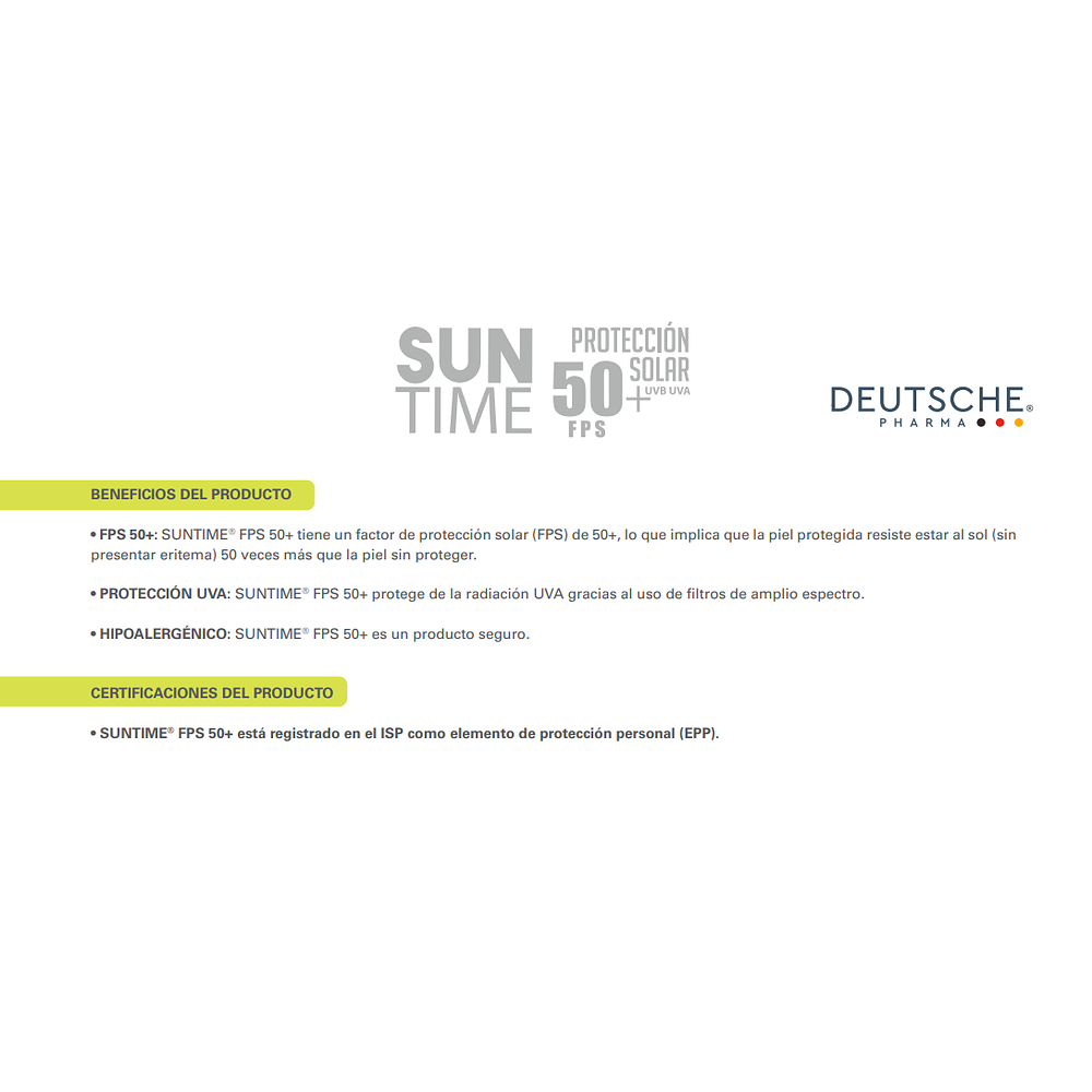 Bloqueador Solar Suntime 200Grs FPS 50+