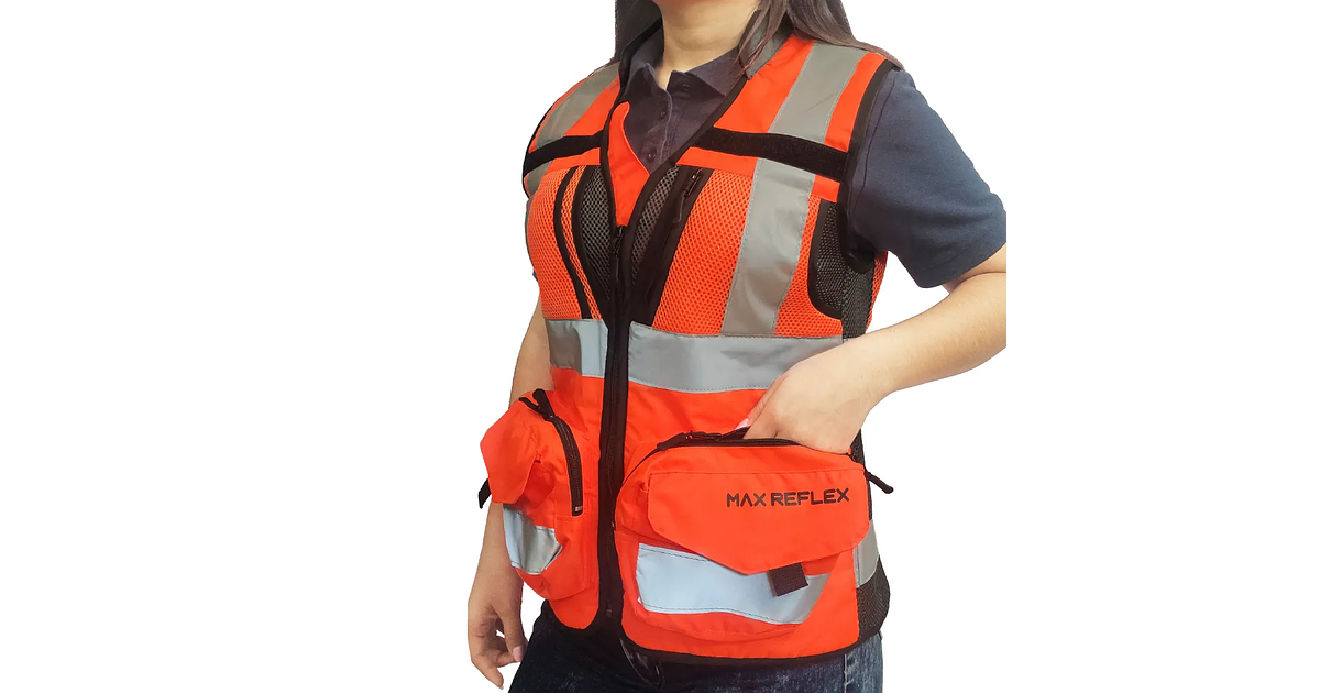 Chaleco Geólogo Mujer Ingeniero Max Reflex Salmón