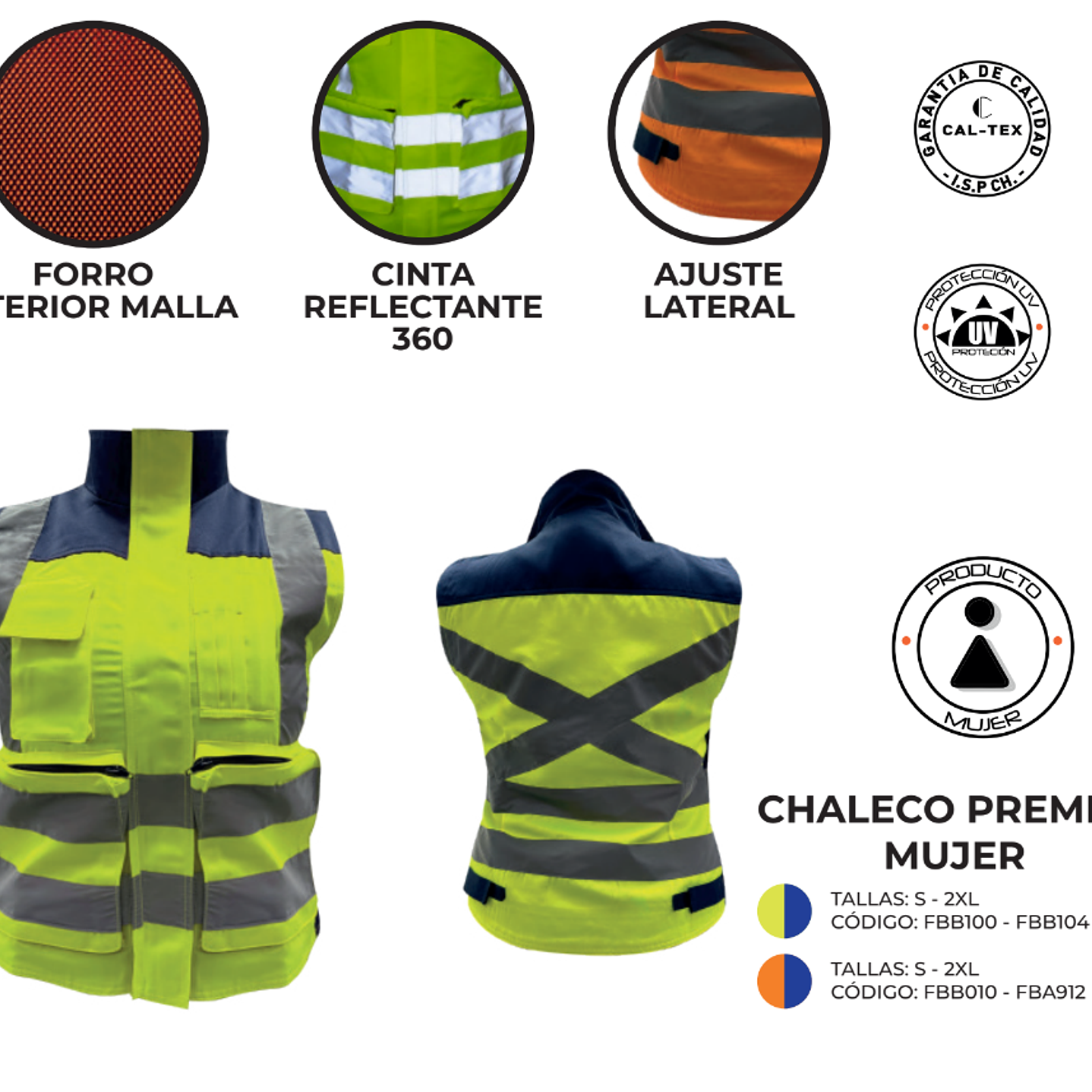 Chaleco Geólogo Bicolor Premier Mujer 360° Gabardina Salmon