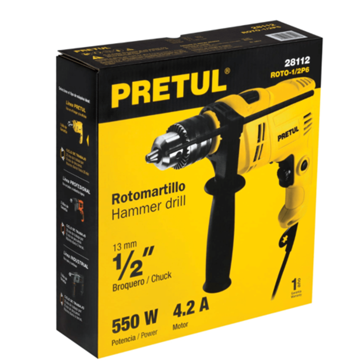 Taladro Rotomartillo 1/2 550 W, Pretul