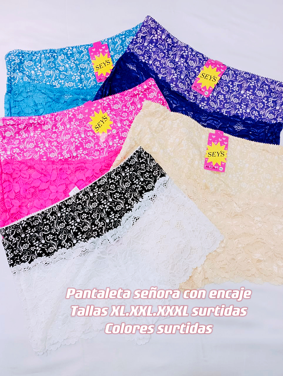 Pantaleta encaje para señora tallas y colores surtidas la do