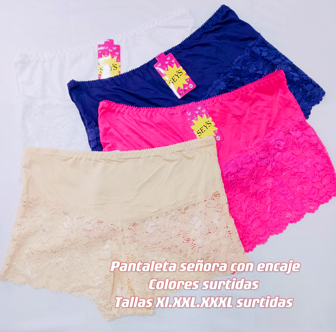 Pantaleta encaje para señora tallas y colores surtidas la do