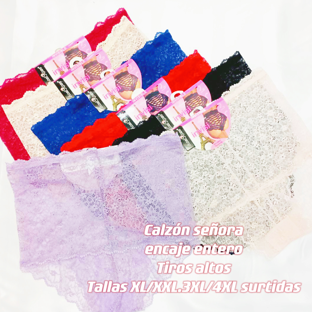 Calzón señora encaje entero tiros altos tallas especial la d