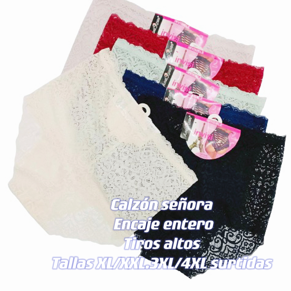 Calzón señora encaje entero tiros altos tallas especial la d