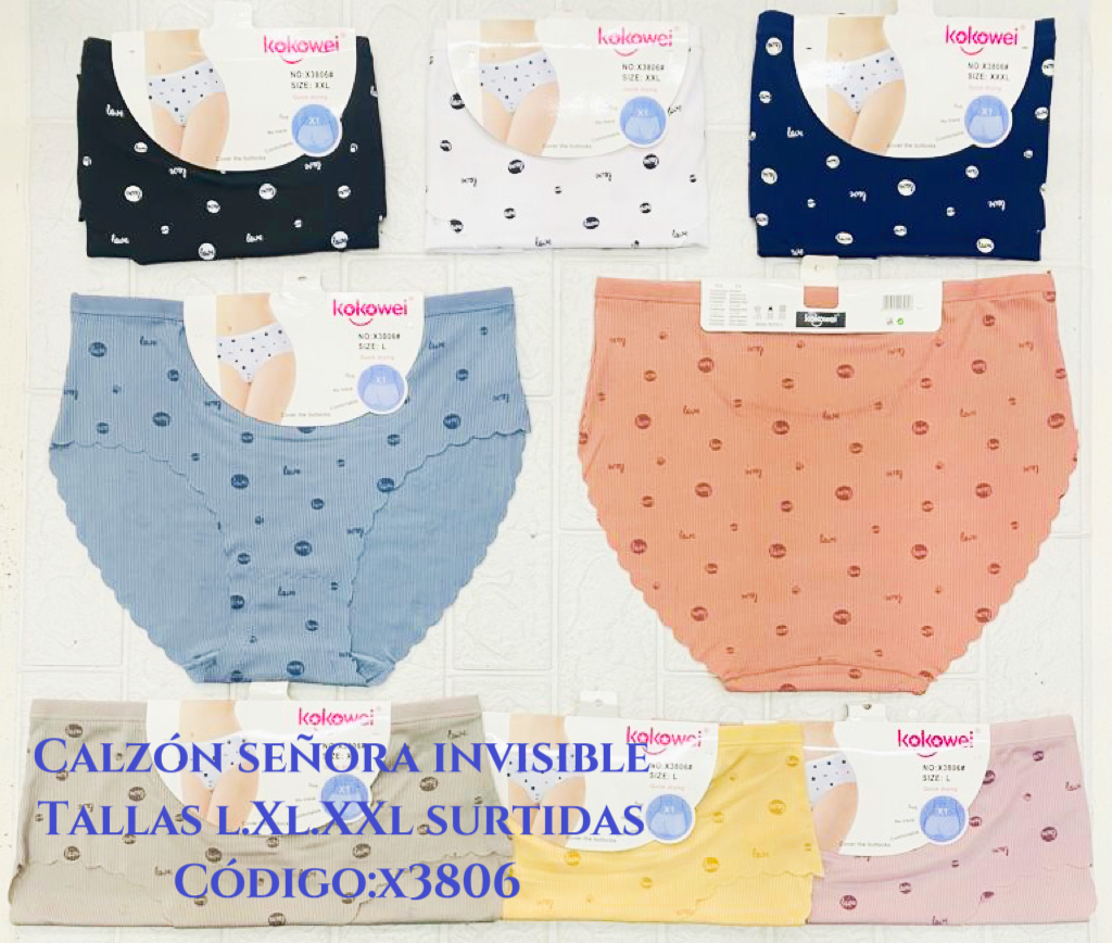 Calzón señora invisible segunda piel tallas y colores surtid