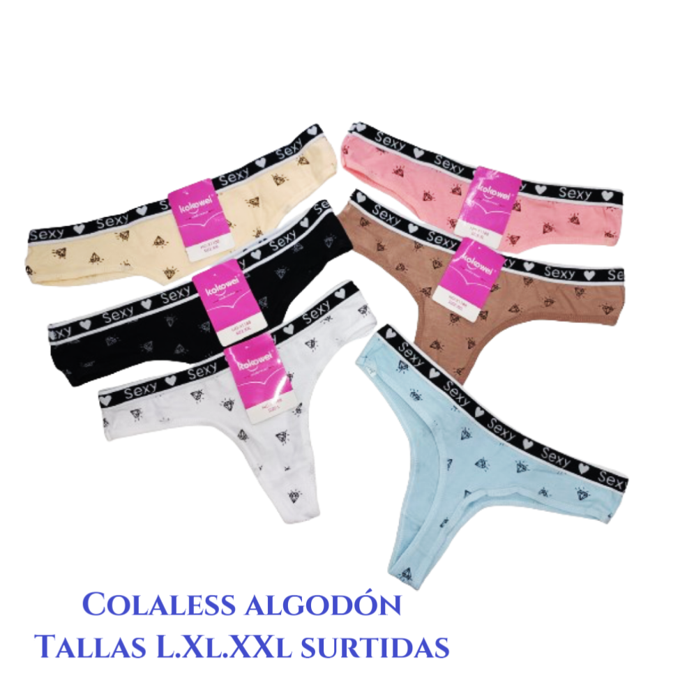 Colaless algodón tallas y colores surtidas la docena