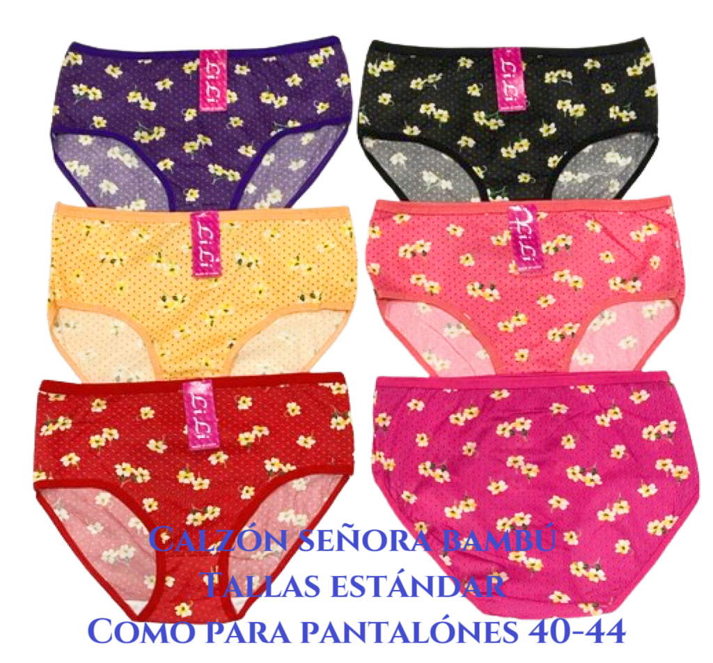 Calzón bambú señora tallas estándar colores surtidas la doce