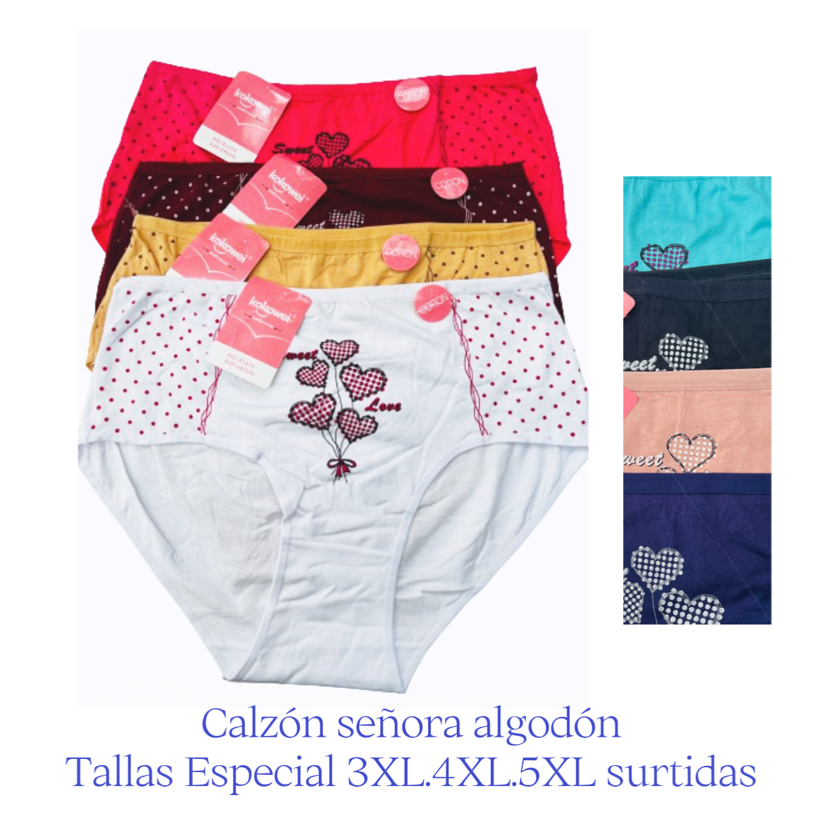 Calzón señora algodón tallas especiales y colores surtidas l