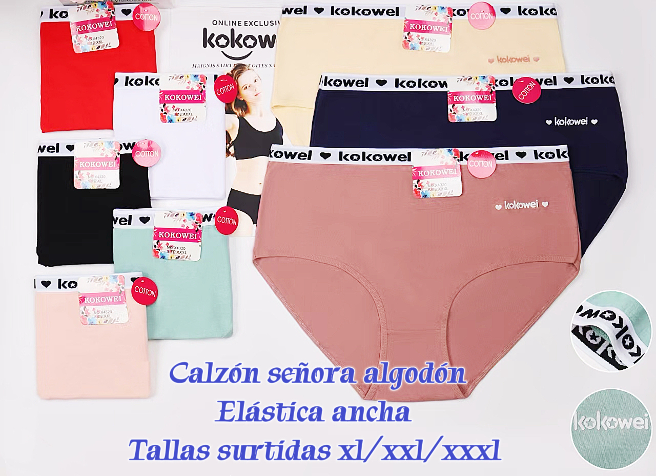 Calzón señora algodón tallas y colores surtidas la docena