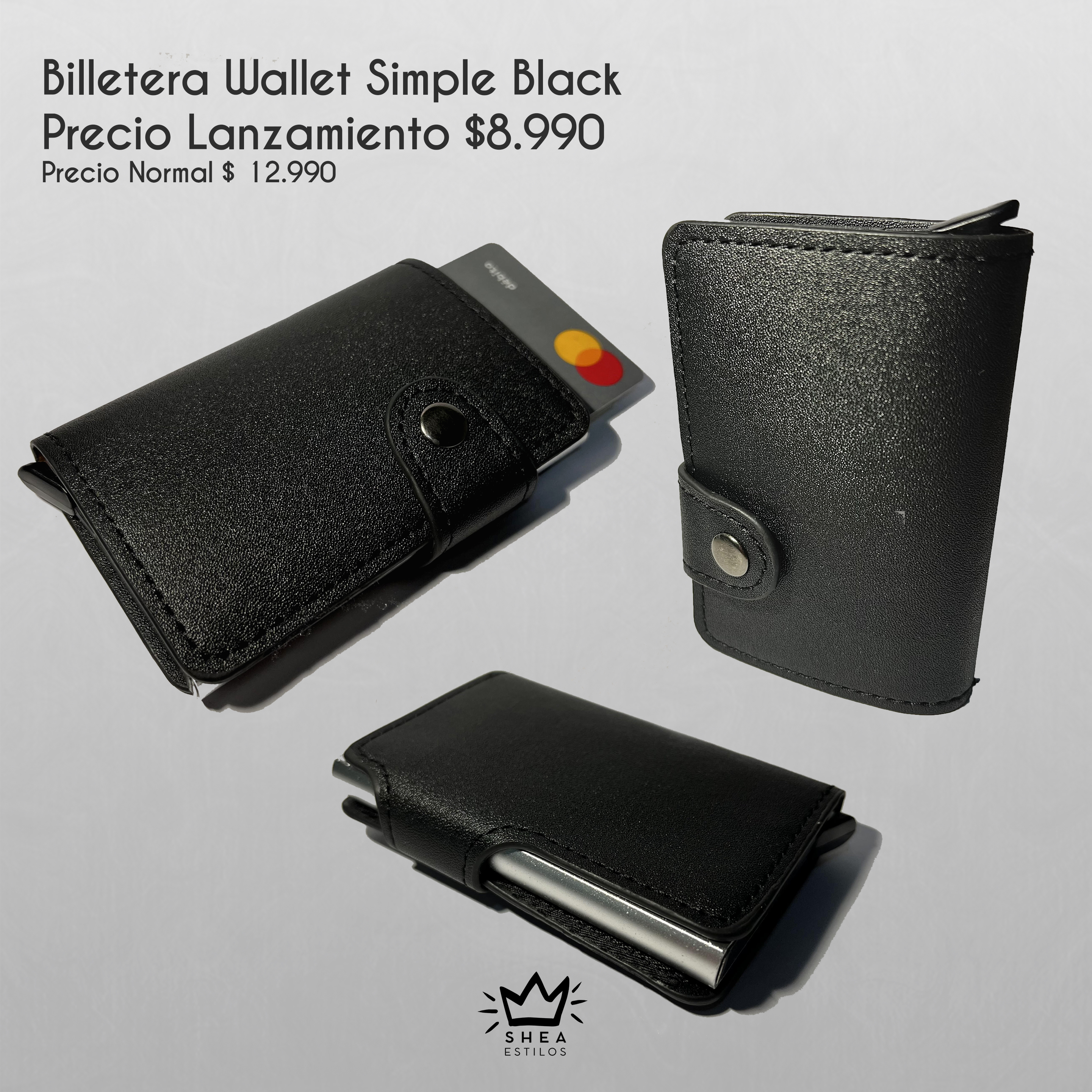 Billetera Slim Black Simple Negra o Cafe Lanzamiento