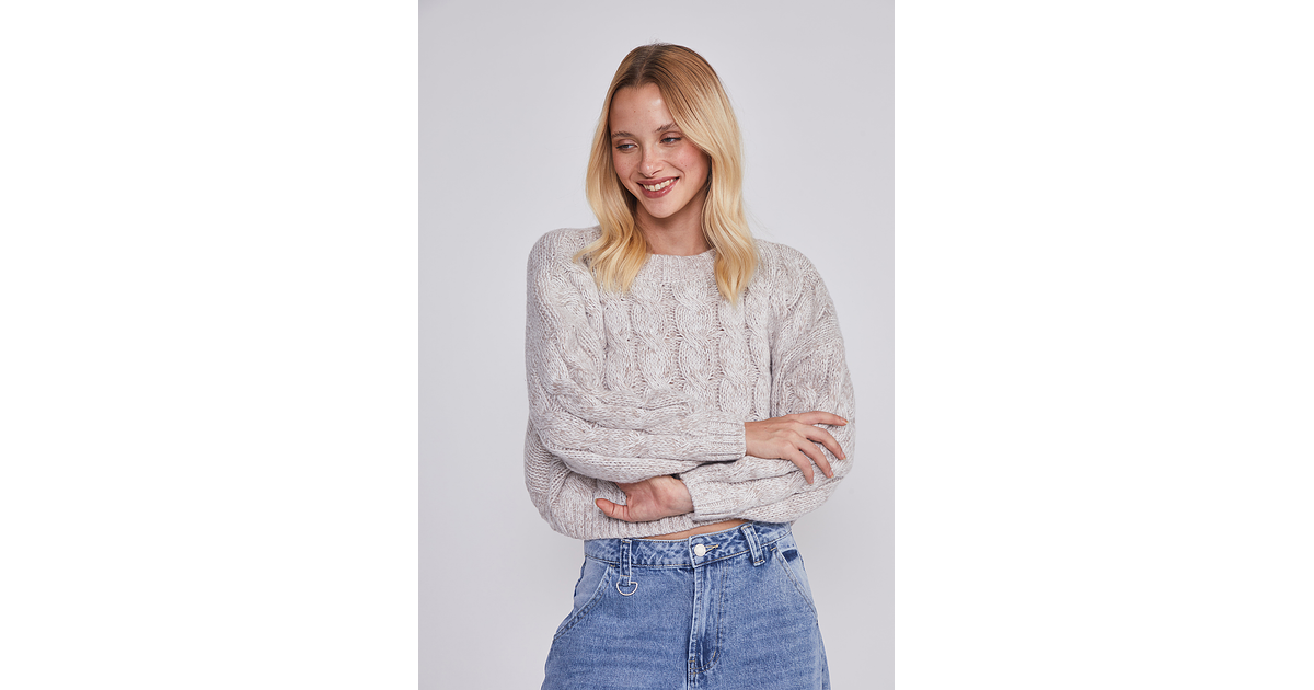 Sweater Mujer Trenzas Beige Sioux