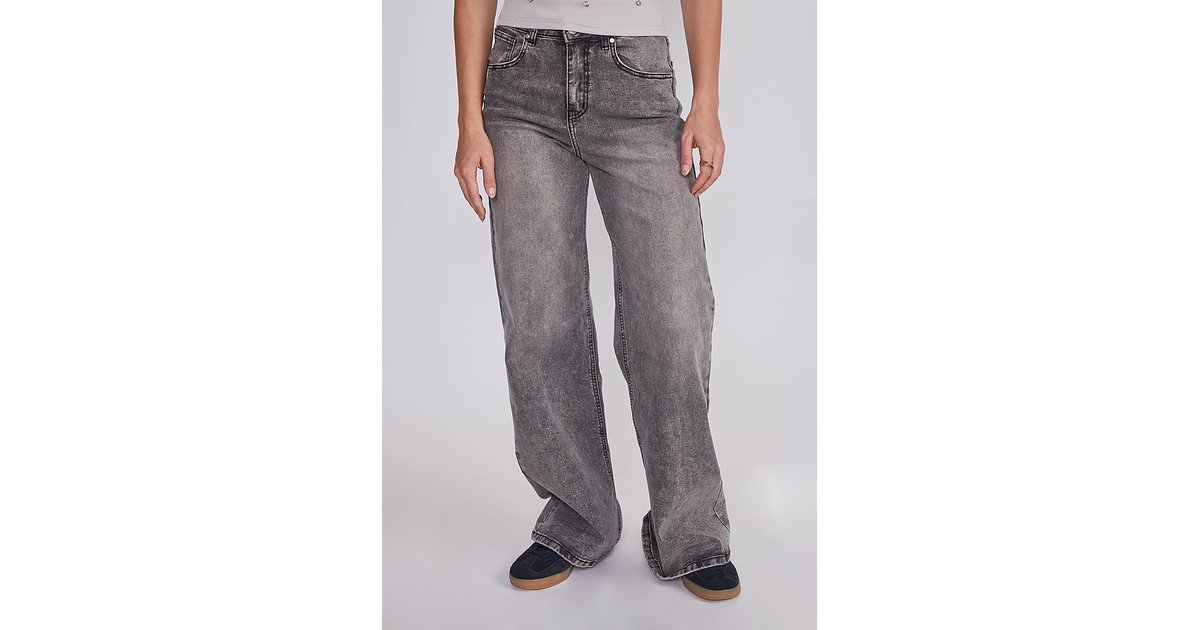 Jeans Mujer Wide Leg Gris Sioux