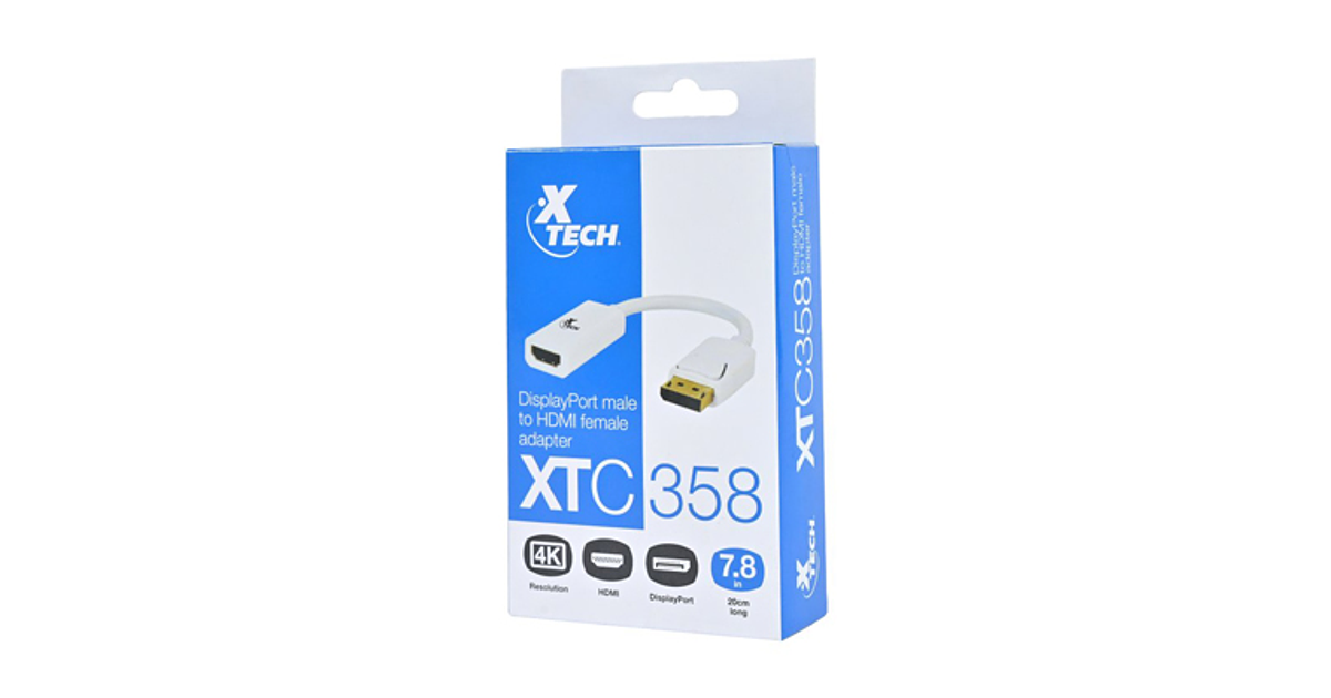 Cable Adaptador Xtech XTC 358 – DisplayPort a HDMI 4K, 20 cm