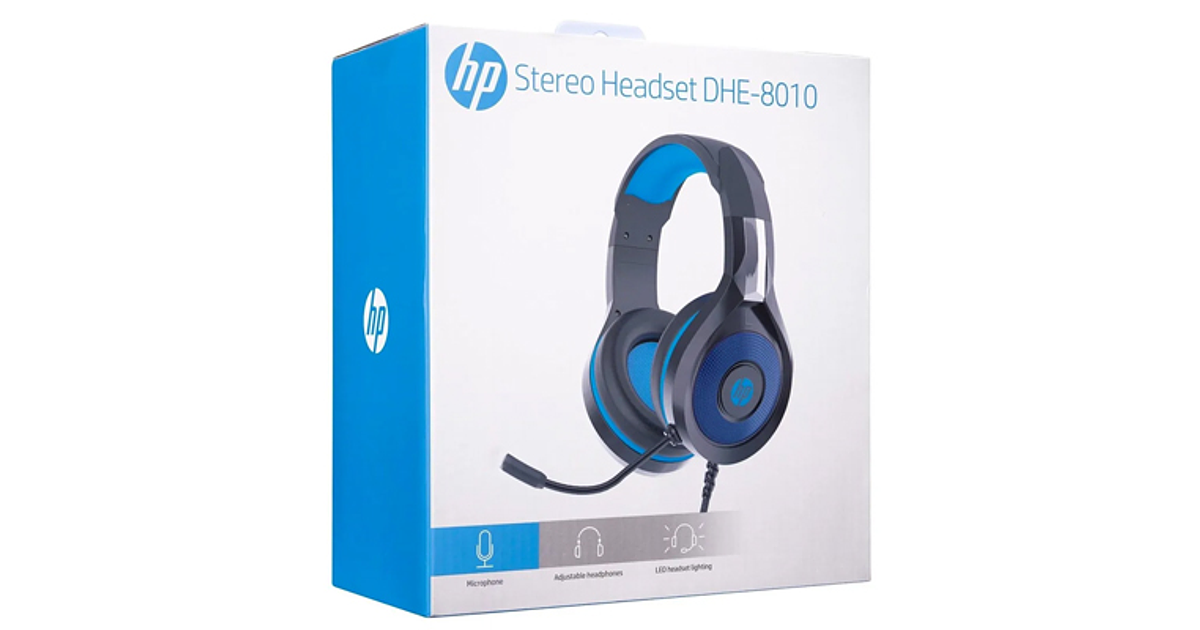 Headset DHE-8010 HP: sonido estéreo y diseño con LED azul
