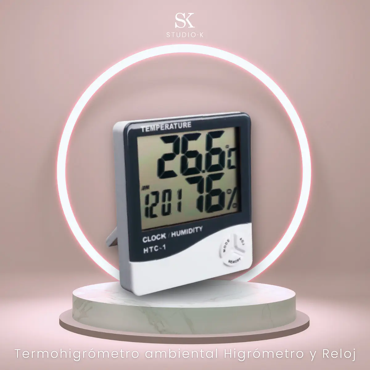 Higrómetro Reloj y Temperatura Termohigrómetro Digital.