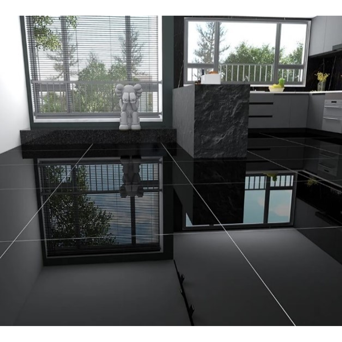 PORCELANATO NEGRO BRILLANTE RECTIFICADO- 6012I6926B-8MM