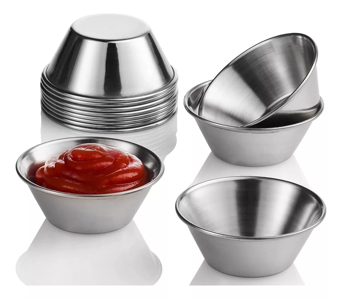 12 Salsera Ramekin Molde Acero Inox 1.5oz Restaurante Menaje