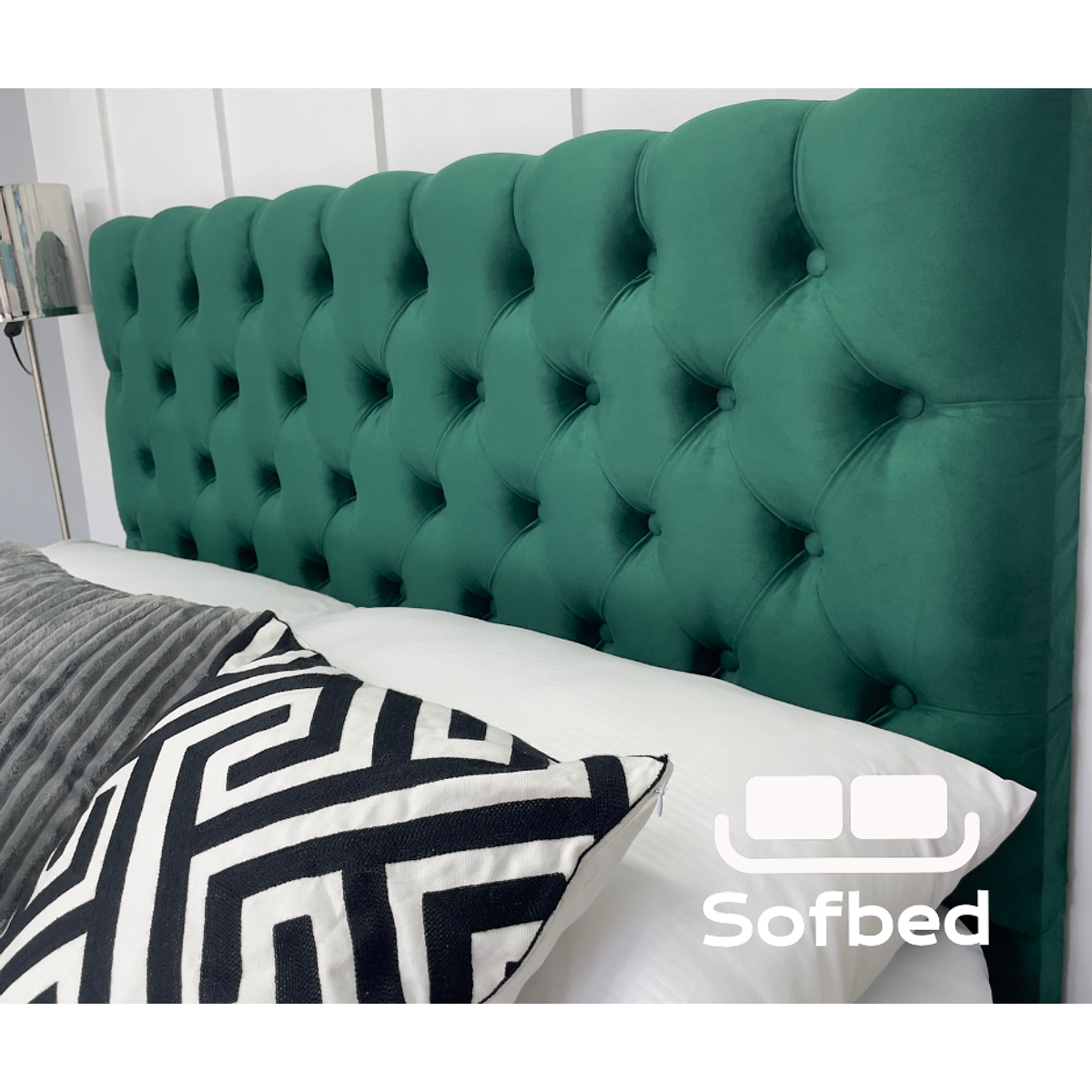 Respaldo Para Cama 2 Plazas Capitone Base A Piso Felpaverde