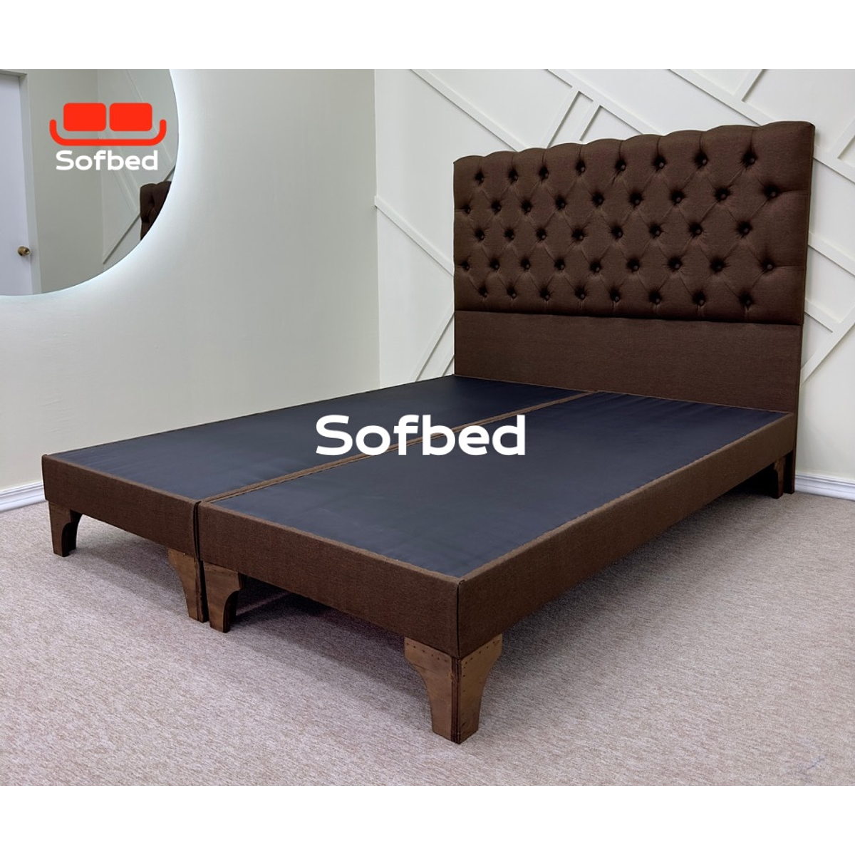 Cama 2 Plazas Europea Respaldo A Piso + Bases Lino Cafe