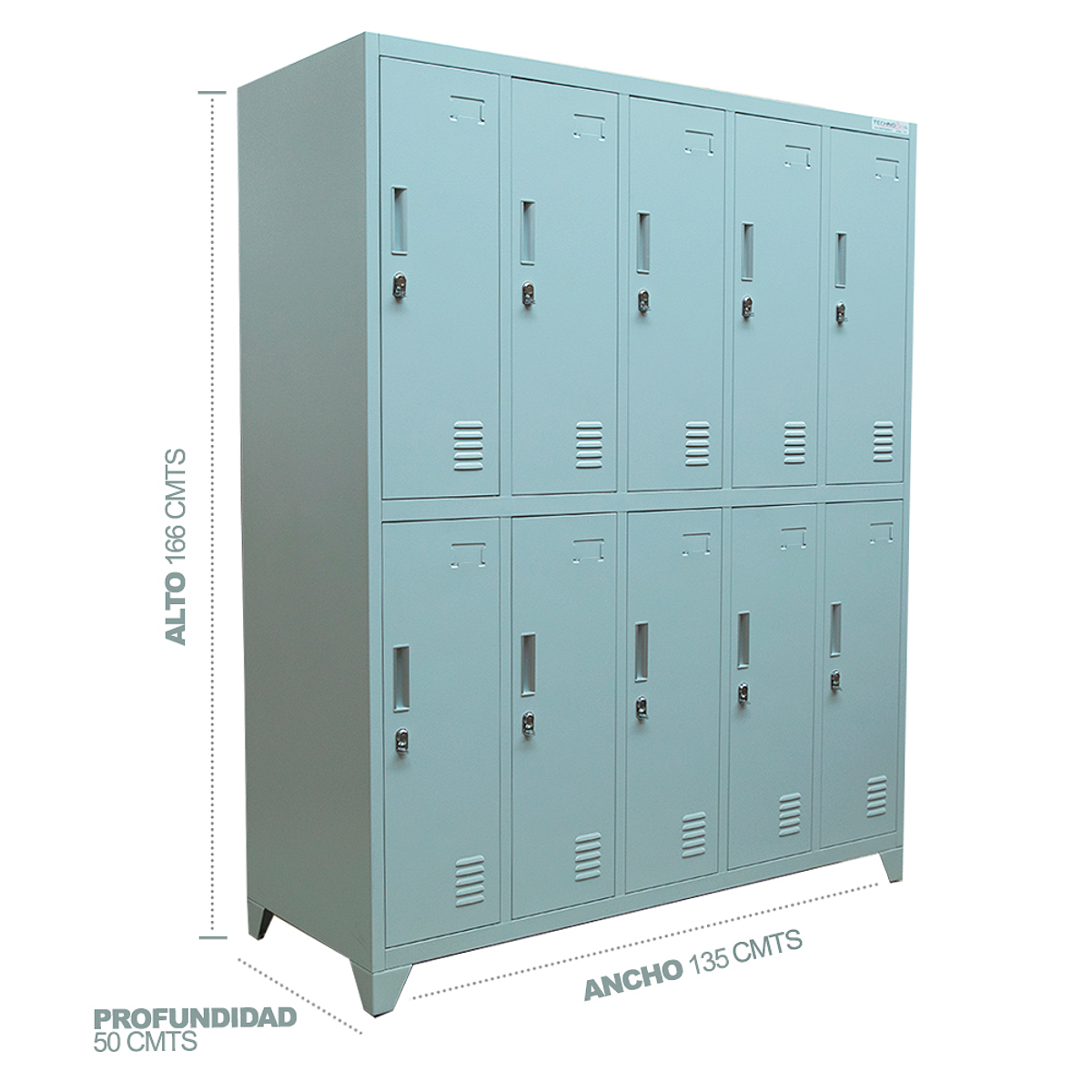 Lockers 5 cuerpos 10 puertas metalico