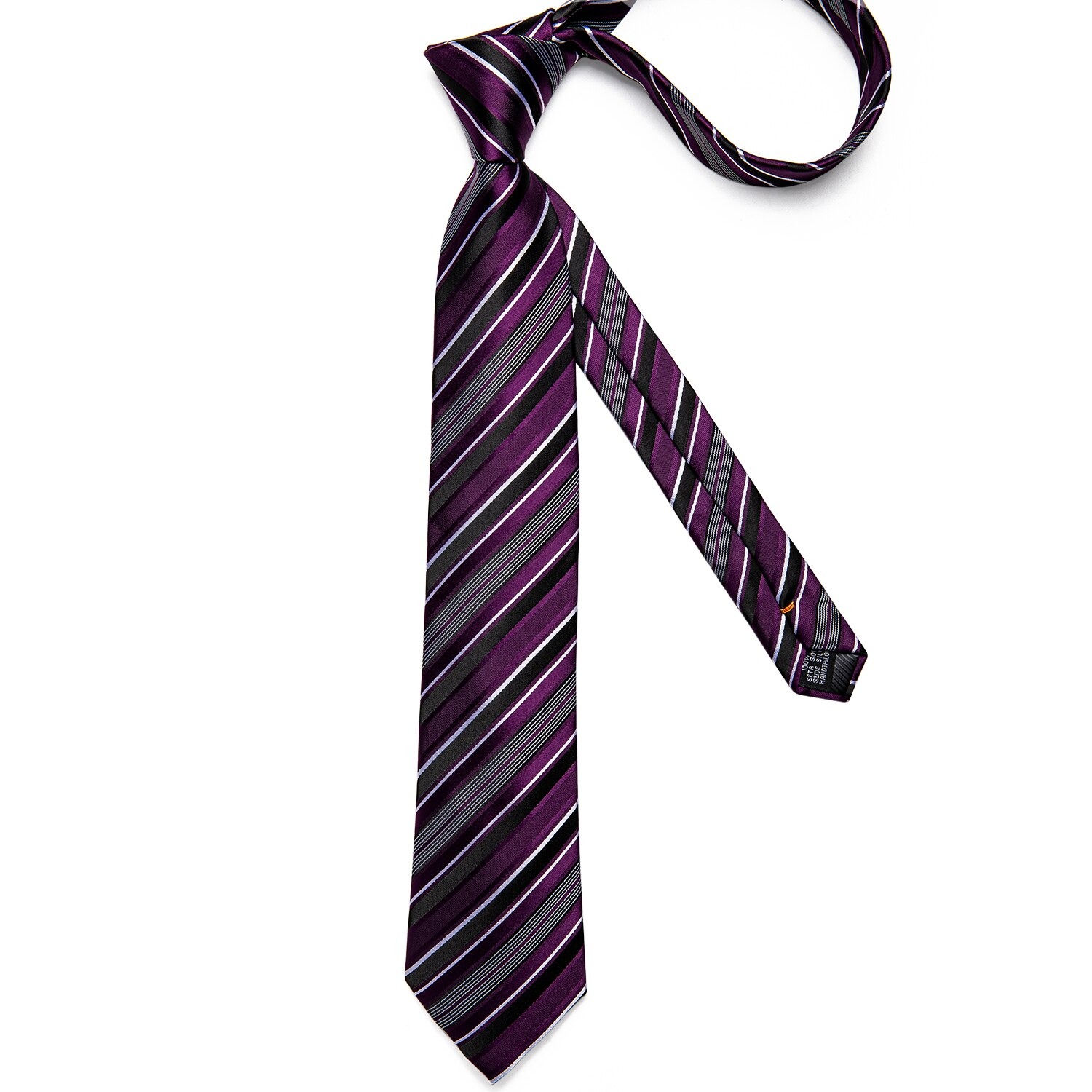 Set Corbata, paño y colleras. Modelo Morado Rayas