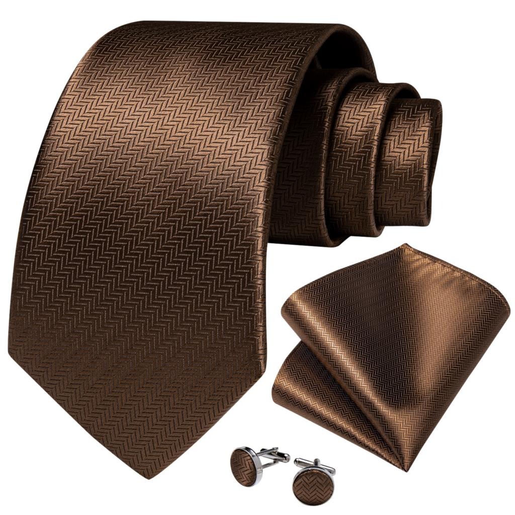 Set Corbata dorada + paño y colleras. Modelo Bronce Migung