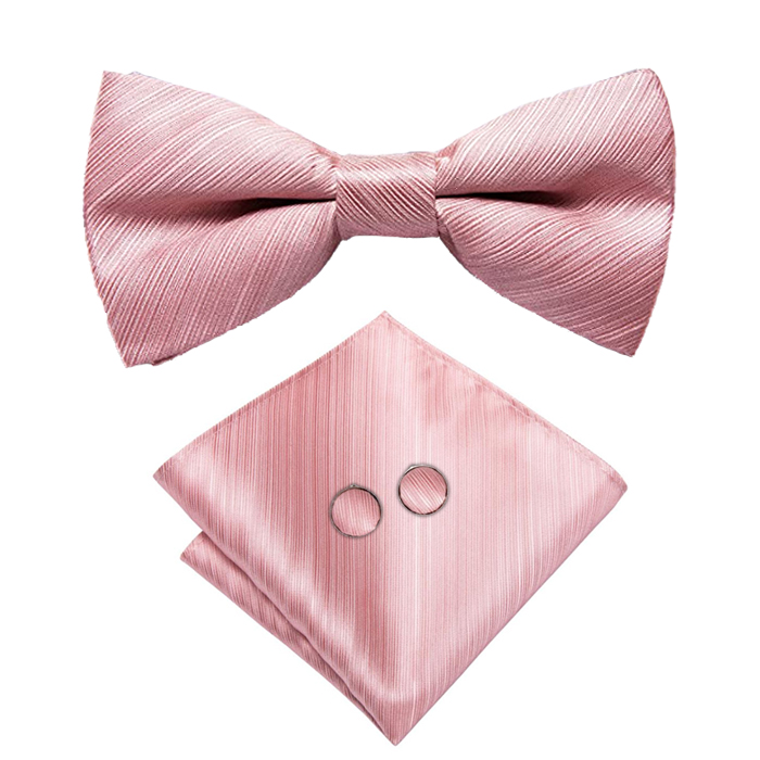 Set Corbatín, paño y gemelos. Modelo Rosa Pastel