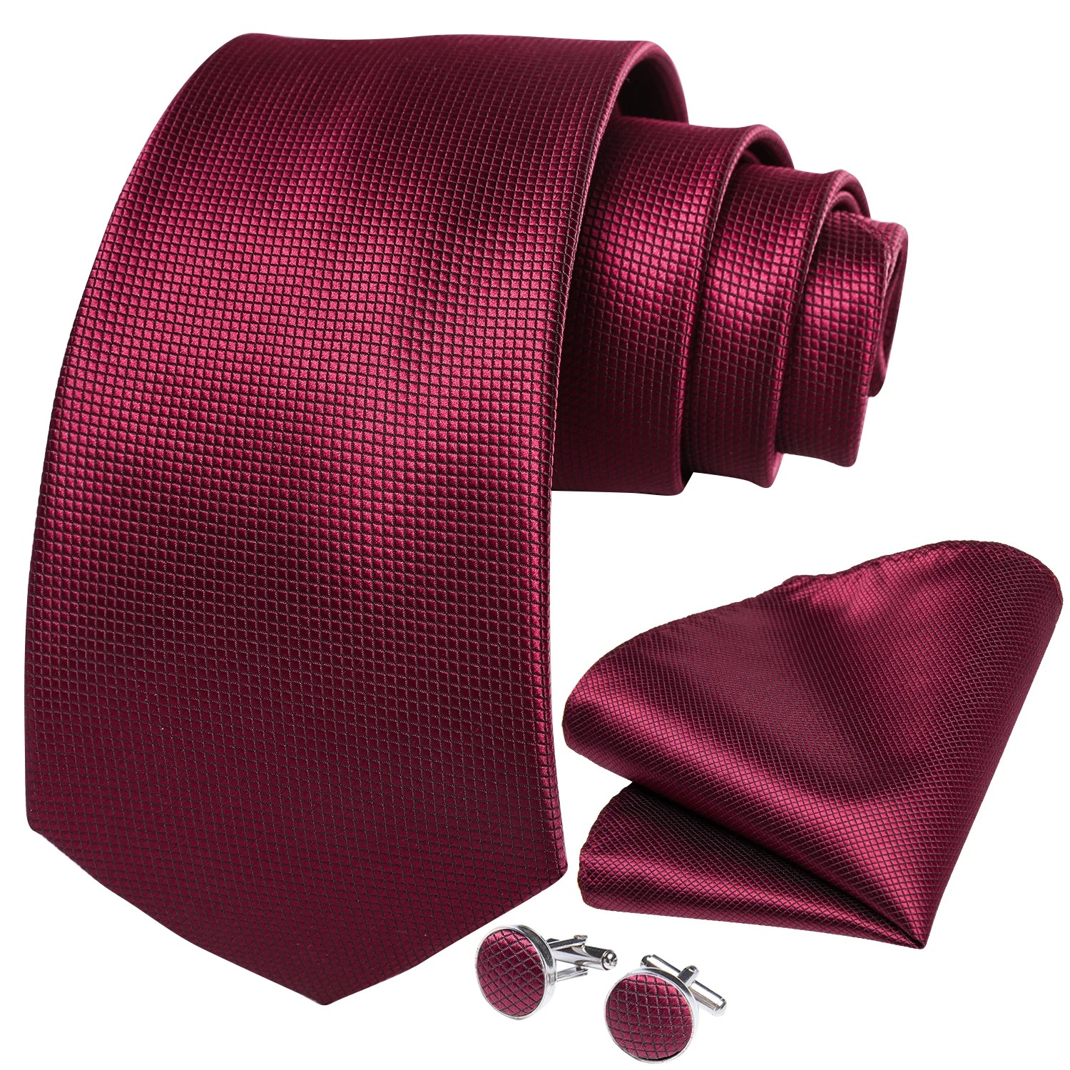 Corbata Vinotinto, paño y colleras. Modelo Liso Classic