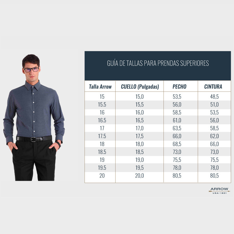 Arrow Camisa Cuello Italiano Puño Doble. Tailored Fit Blanco