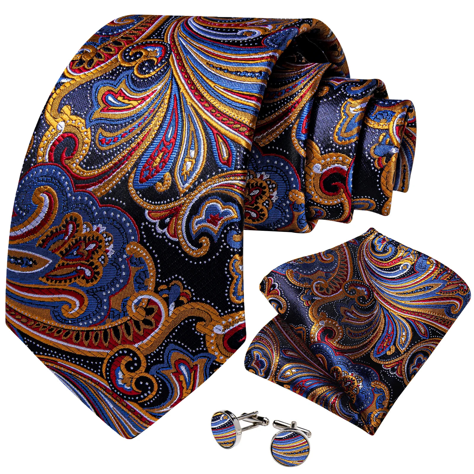 Set Corbata, paño y colleras. Modelo Multicolor Du Soleil