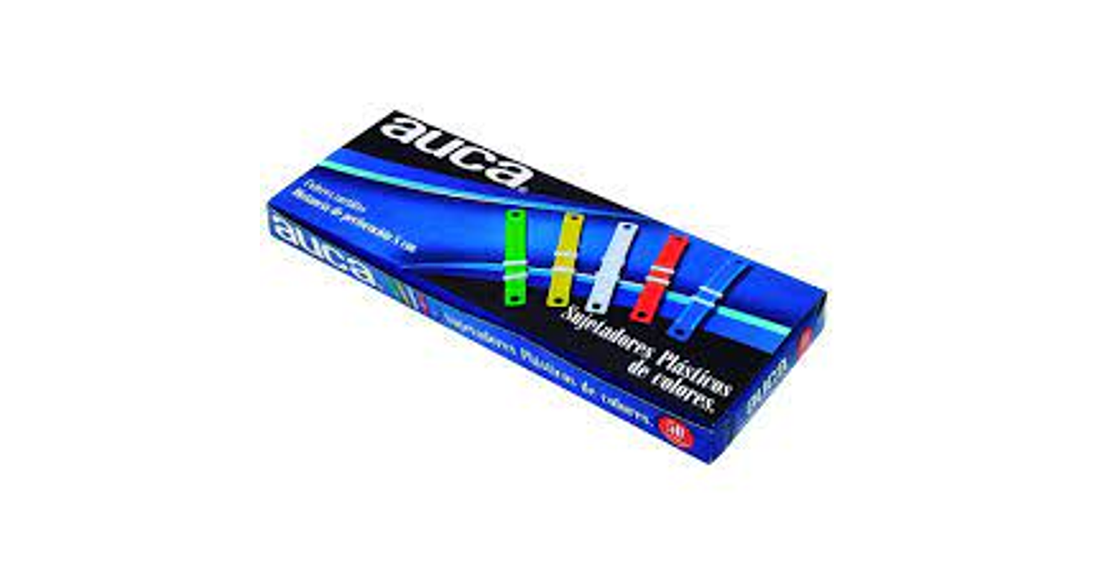 CAJA ACCO CLIP PLASTICO AUCA / 50 UNID DE COLORES ( CO )