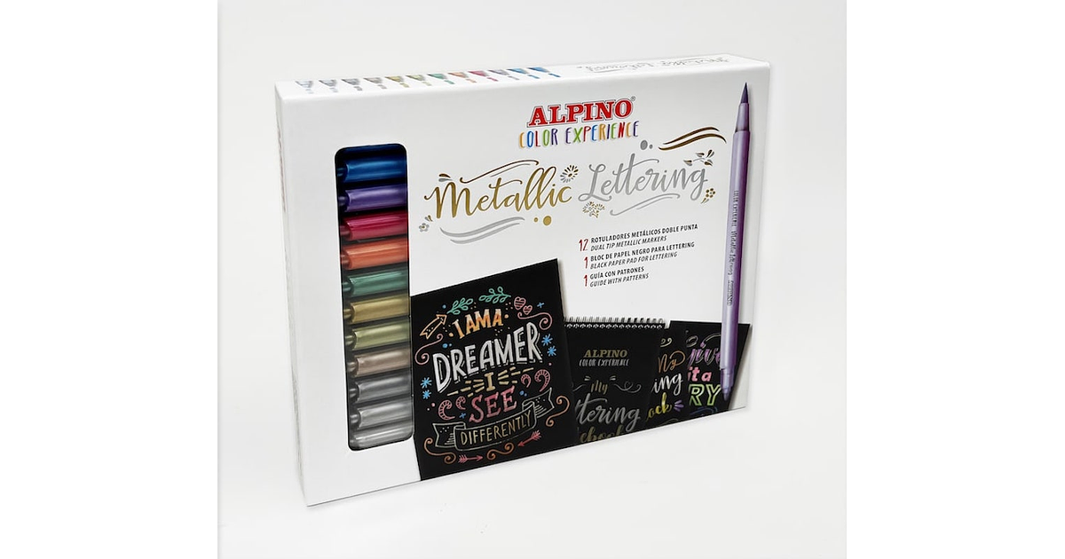 ROTULADORES LETTERING ALPINO COLORES METALICOS DOBLE PUNT...