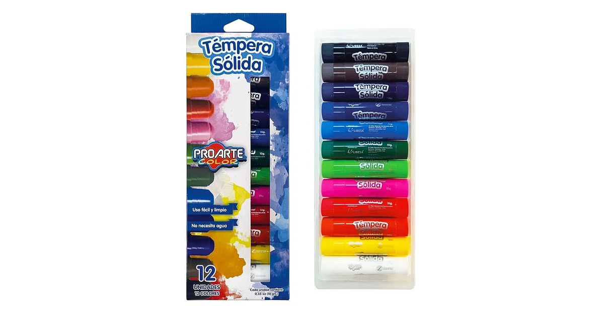 TEMPERA SOLIDA PROARTE 12 COLORES
