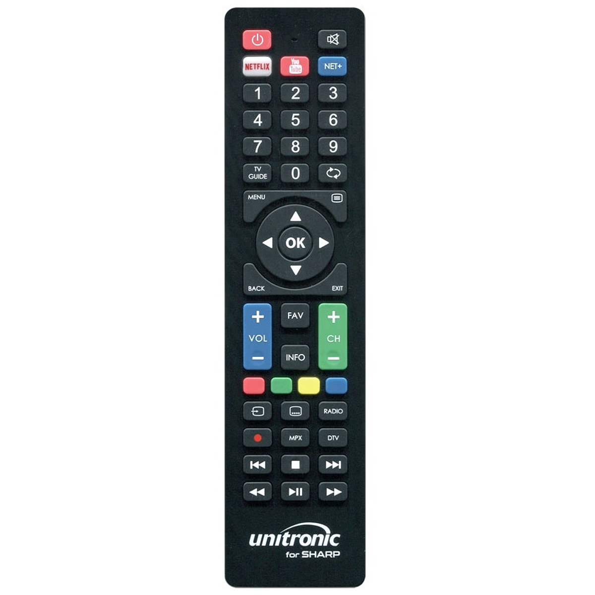 Comando Universal Dedicado p/ TVs LCD SHARP - UNITRONIC