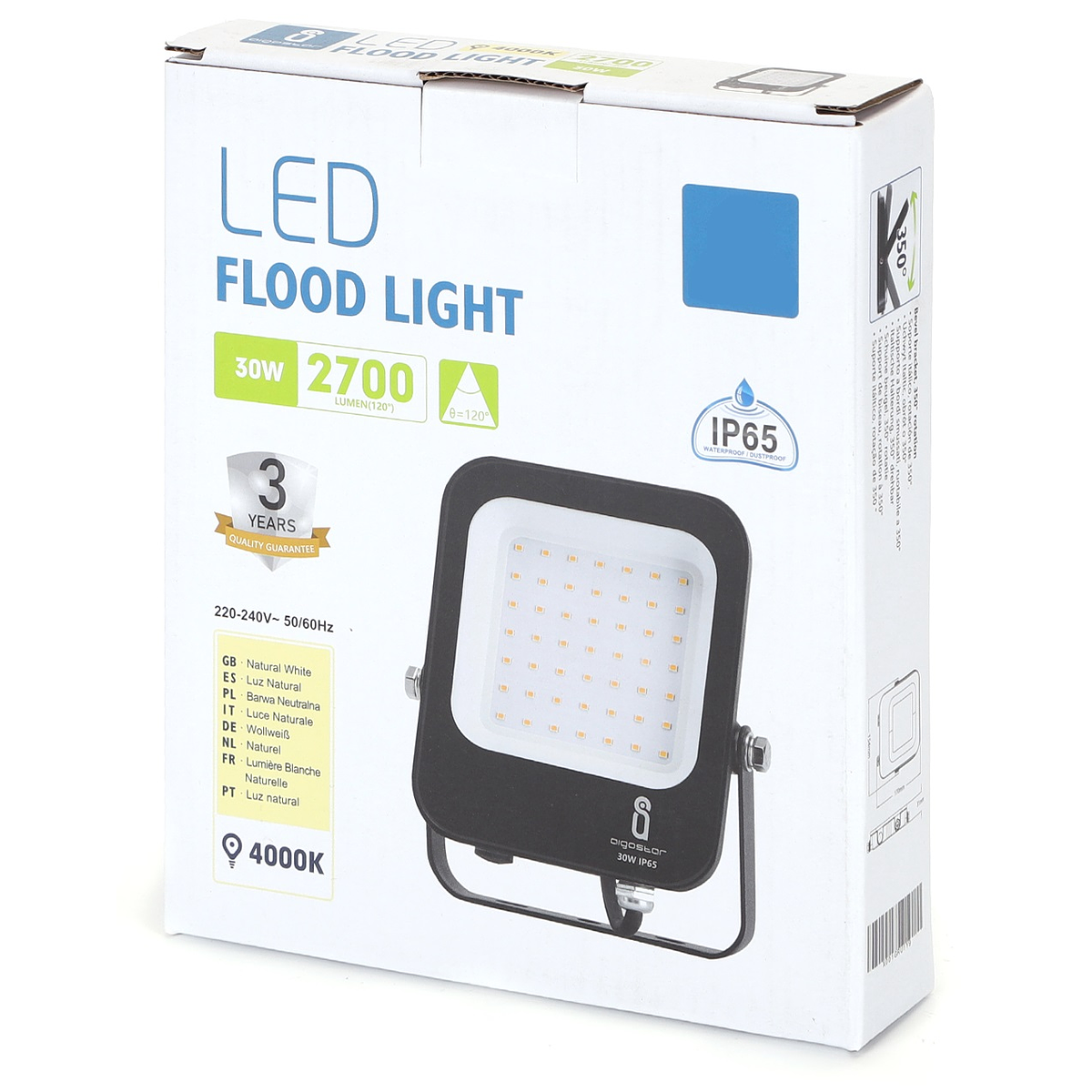 Projector LED IP65 220VAC Branco 4000K 30W 2700Lm